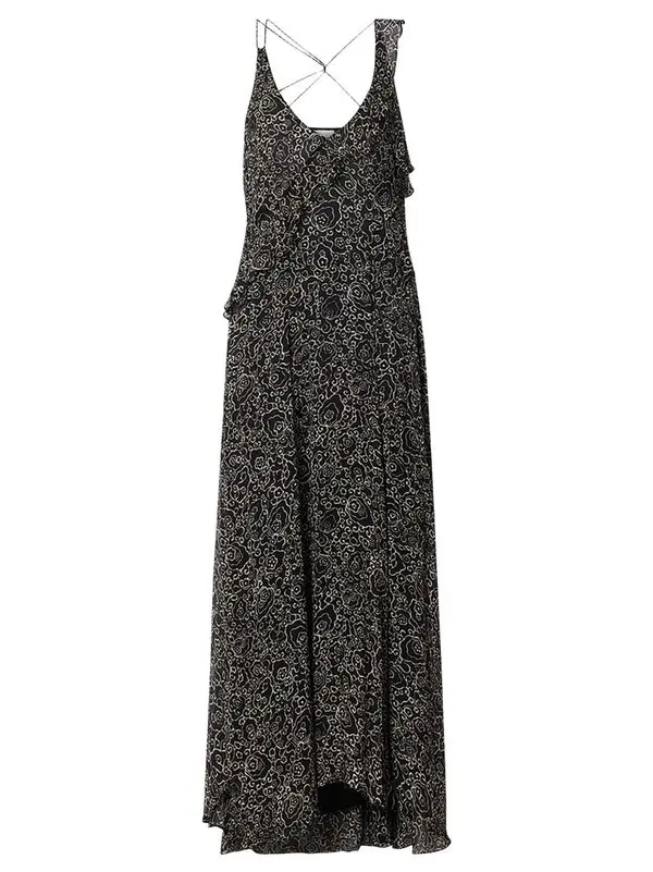 MARANT ETOILE Luxie Printed Muslin Dress - Black/ecru