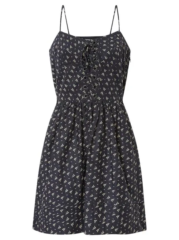 MARANT ETOILE Dryna Printed Mini Dress - Black/ecru