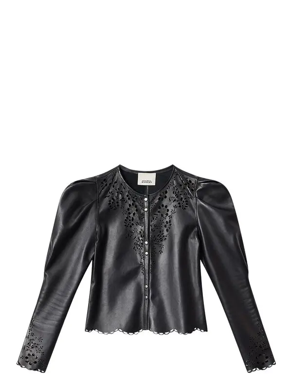 Isabel Marant Nerida Lambskin Leather Shirt - Black