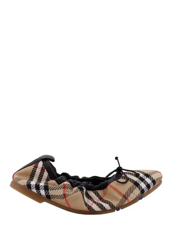 Burberry Fawn Ballerinas With Check Motif - Beige