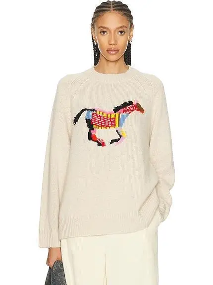 THE ELDER STATESMAN Glacier Horse Sweater - Ecru