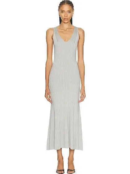 Adam Lippes Twyla Ribbed Knit Dress - Silver