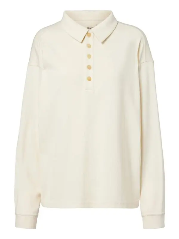 Khaite Faithful Silk Jersey Polo Sweater - White