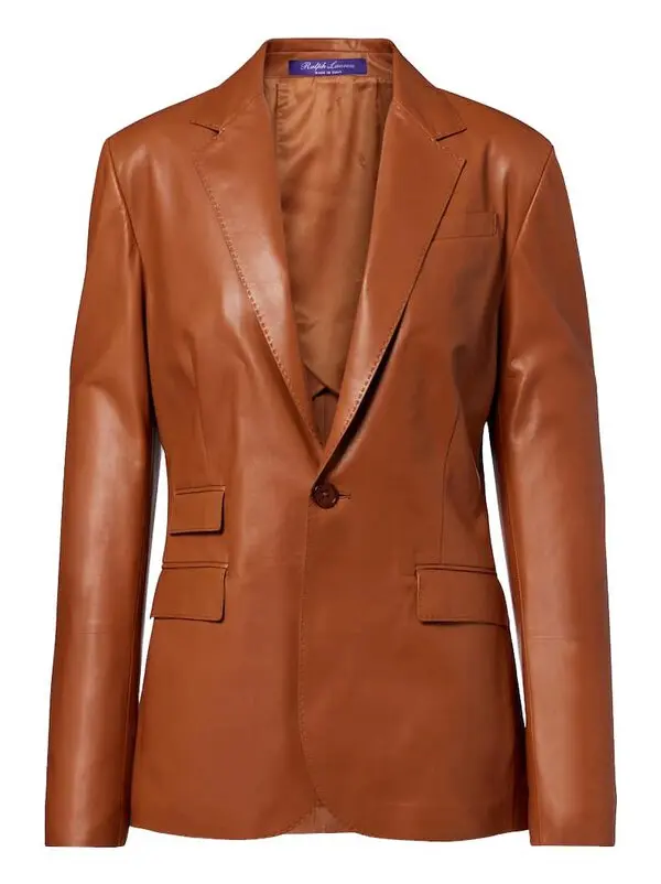 Ralph Lauren Parker Leather Blazer - Brown