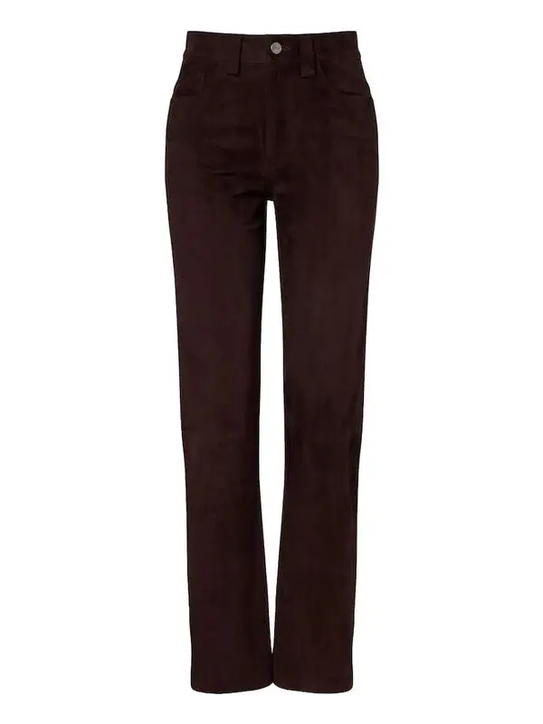 Khaite Callum High-rise Straight Suede Pants - Brown