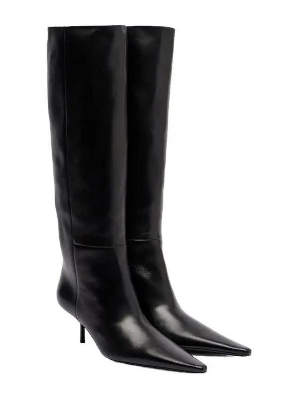Saint Laurent Victoire 55 Leather Knee-high Boots - Black