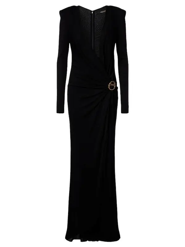 Roberto Cavalli Draped Gown - Black