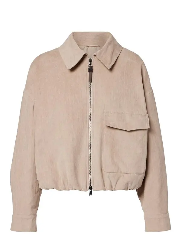 Brunello Cucinelli Corduroy Zip-up Jacket - Beige