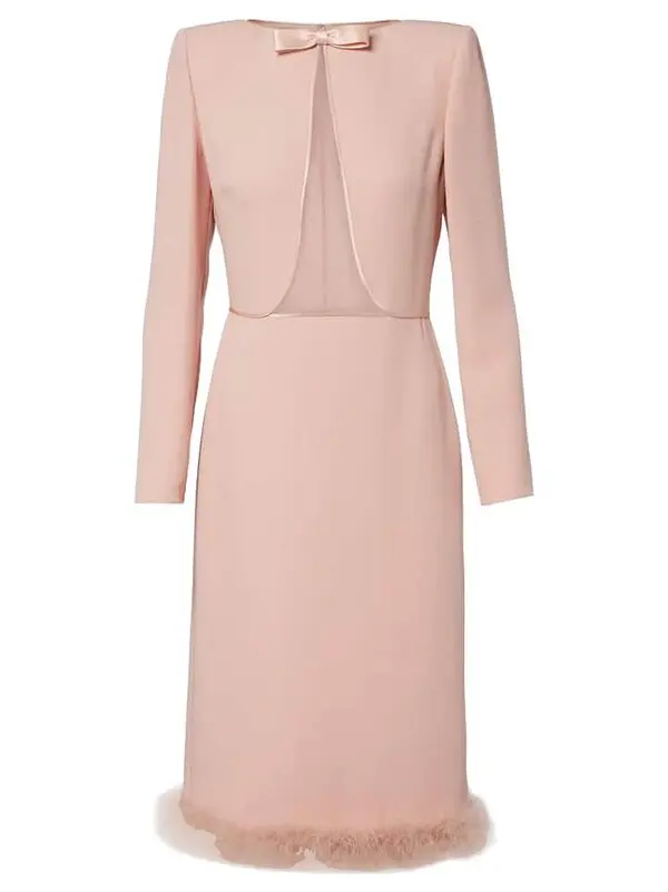 Valentino Garavani Cady Couture Feather-trimmed Midi Dress - Pink