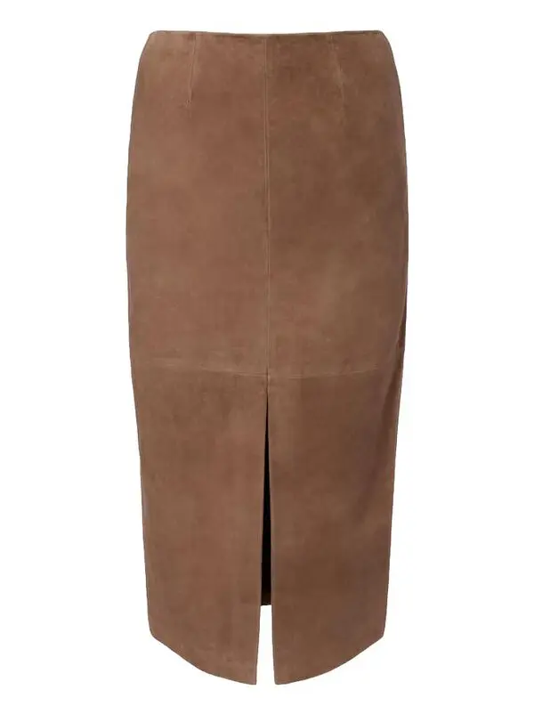 Remain Birger Christensen Suede Pencil Skirt - Brown