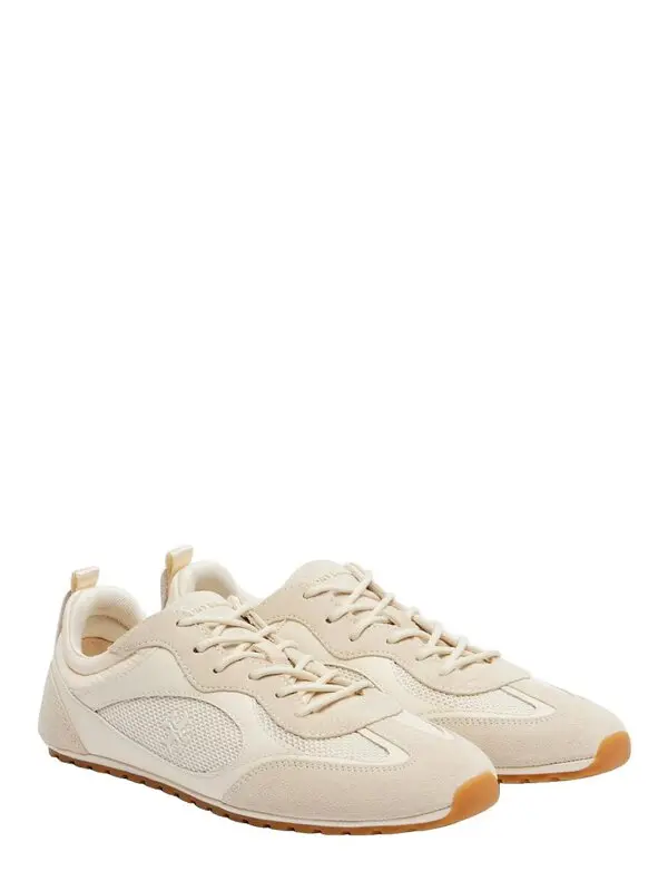 Tory Burch Suede And Leather-trimmed Sneakers - Beige