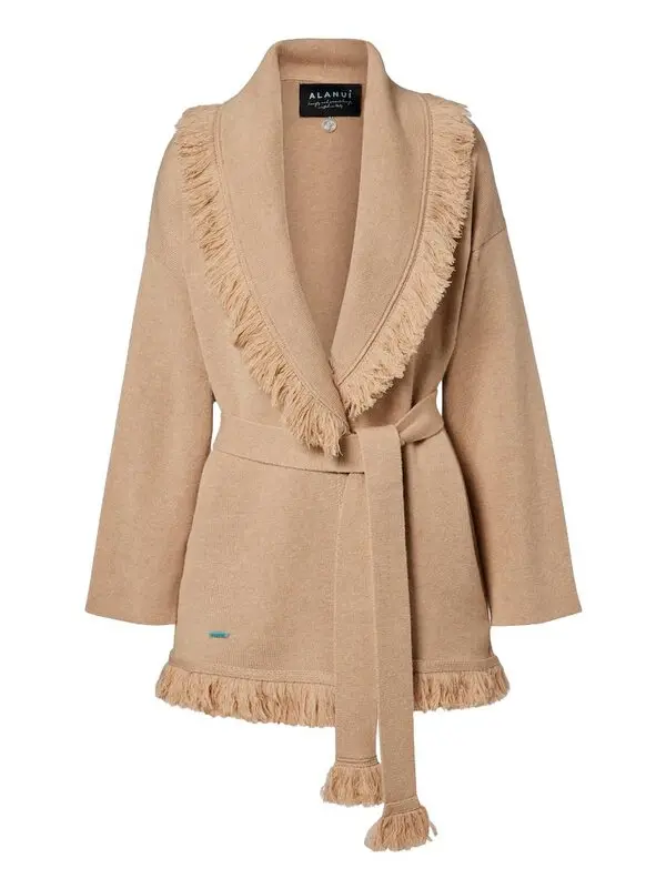 Alanui Fringed Cashmere-cotton Cardigan - Beige