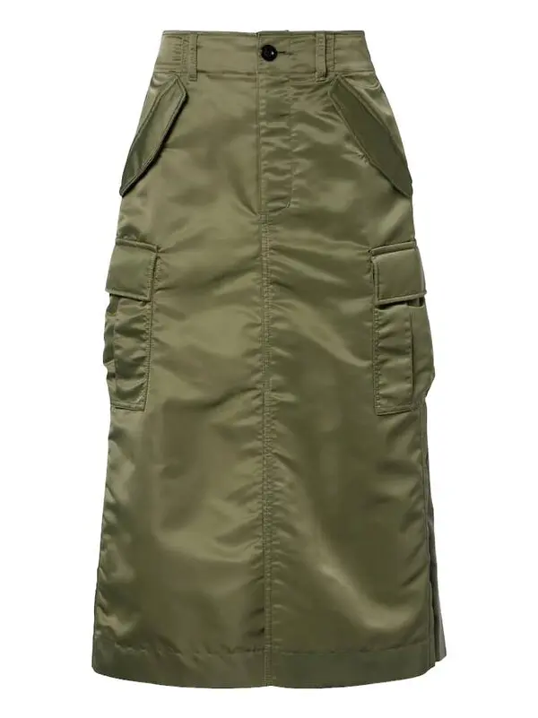 Sacai Pleated Midi Skirt - Green