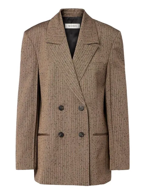 RÓHE Herringbone Wool-blend Blazer - Brown
