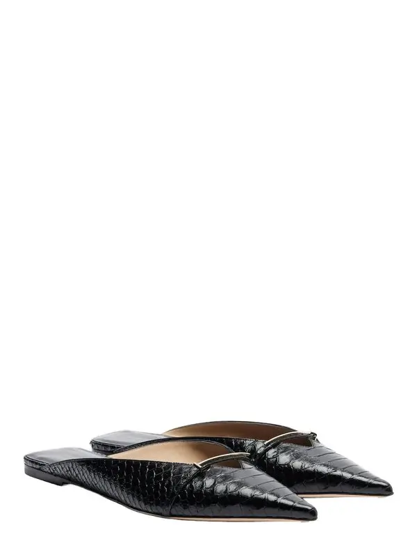 TOM FORD T Icon Croc-effect Leather Sandals - Black