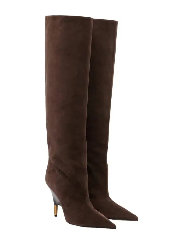 Khaite Bella 100 Suede Knee-high Boots - Brown