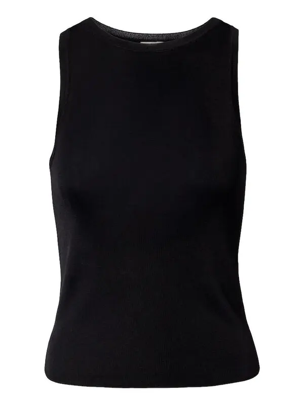 Saint Laurent Ribbed-knit Jersey Tank Top - Black