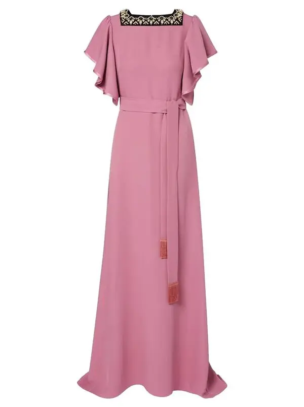 Valentino Garavani Cady Couture Embellished Belted Gown - Pink