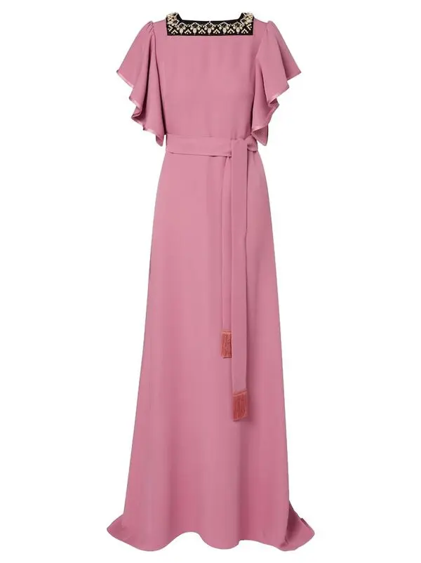 Valentino Garavani Cady Couture Embellished Belted Gown - Pink