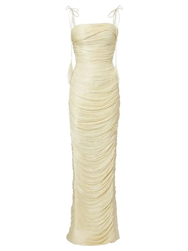 MARMAR HALIM Pleated Organza Gown - Yellow