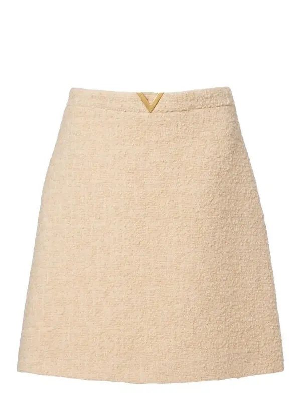 Valentino Garavani Vgold Wool-blend Tweed Miniskirt - Pink