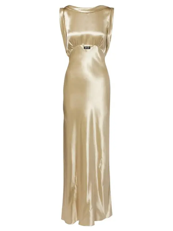 Miu Miu Bow-detail Satin Gown - Beige
