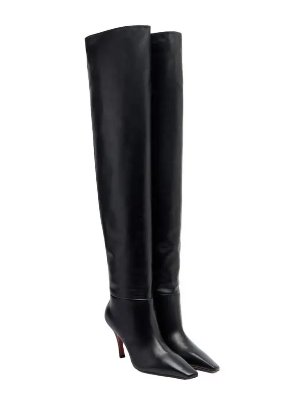 Amina Muaddi Jamie 80 Leather Over-the-knee Boots - Black