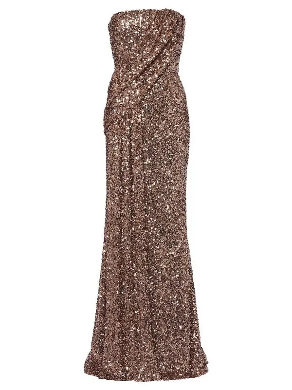 Elie Saab Sequin Embellished Strapless Gown - Pink