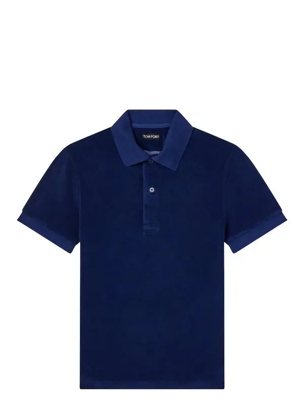 TOM FORD Slim-fit Cotton-blend Terry Polo Shirt - Blue