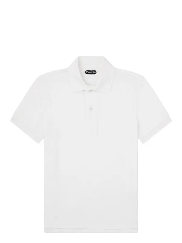 TOM FORD Slim-fit Cotton-blend Terry Polo Shirt - White