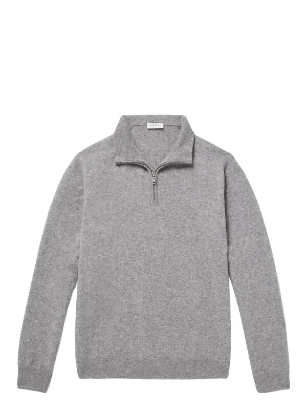 Sunspel Cashmere Half-zip Sweater - Gray