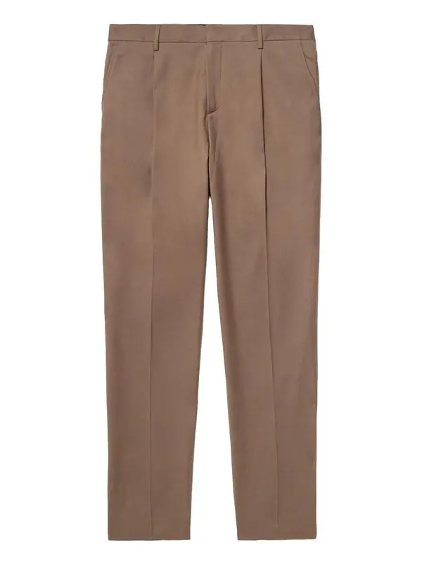 Sunspel Tapered Pleated Virgin Wool-twill Trousers - Brown