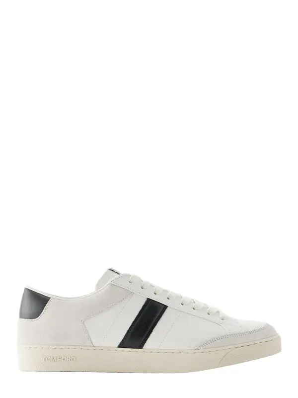 TOM FORD Blake Suede-trimmed Leather Sneakers - White