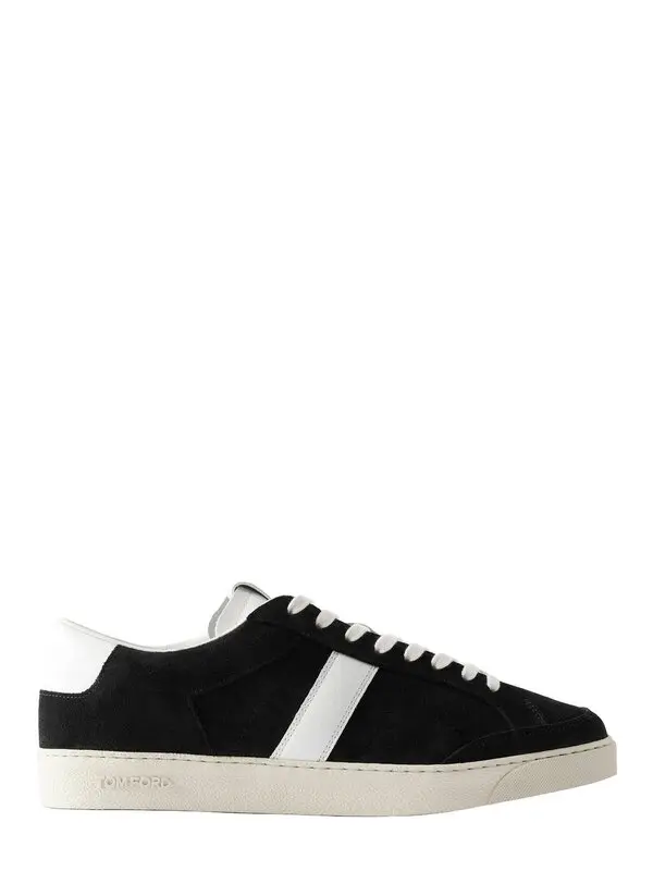 TOM FORD Blake Leather-trimmed Suede Sneakers - Black