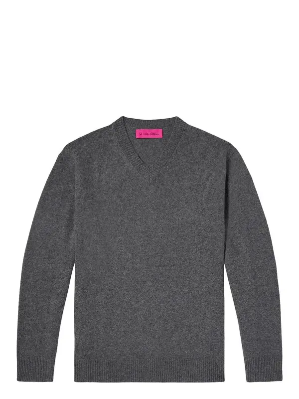 THE ELDER STATESMAN Cashmere V-neck Sweater - Gray