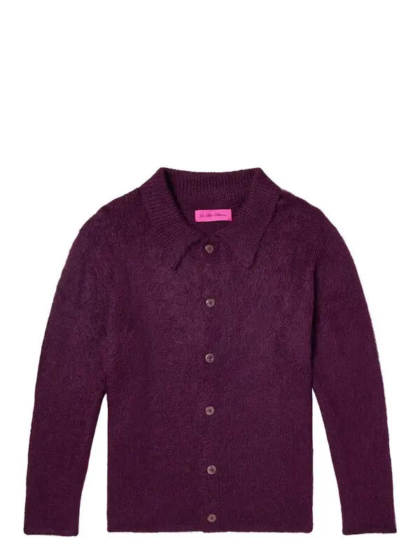 THE ELDER STATESMAN Thistle Alpaca-blend Cardigan - Burgundy