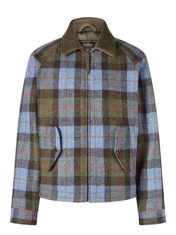 Golden Bear Dunbar Leather-trimmed Checked Wool Jacket - Green