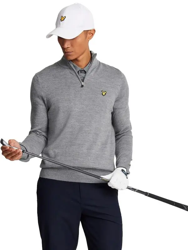 LYLE & SCOTT Golf Quarter Zip Merino Sweater - Mid Grey Marl