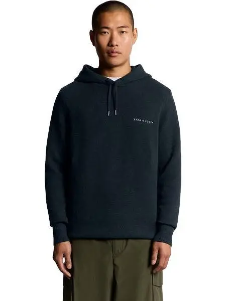 LYLE & SCOTT Script Long Sleeve Knitted Hoodie - Dark Navy