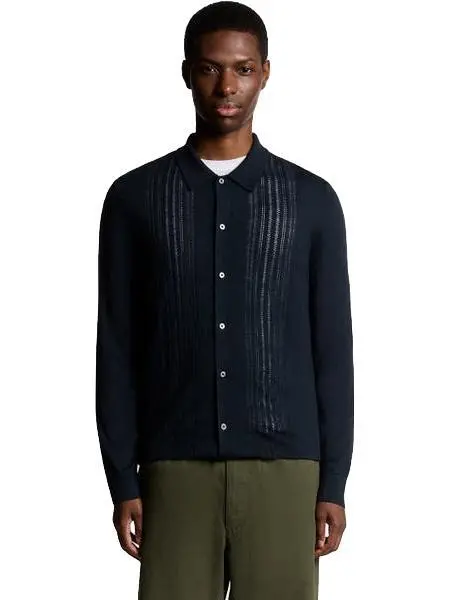 LYLE & SCOTT Long Sleeve Cable Knitted Shirt - Carbon
