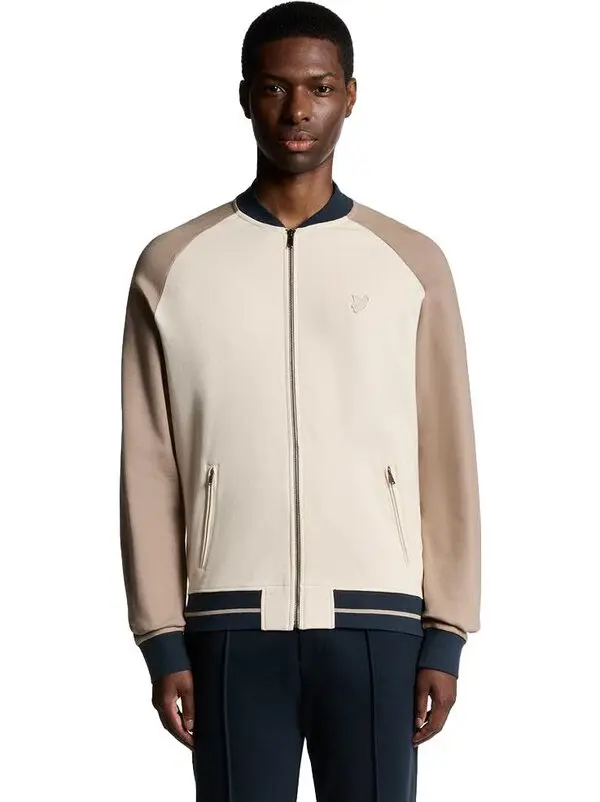 LYLE & SCOTT Interlock Contrast Raglan Bomber Jacket - Cobblestone
