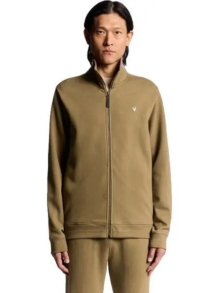 LYLE & SCOTT Diagonal Weave Zip Through Sweatshirt - Dusky Green