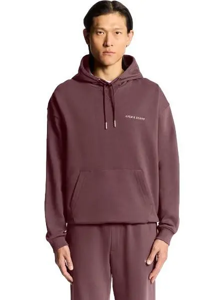 LYLE & SCOTT Script Brushback Pullover Hoodie - Dusky Maroon