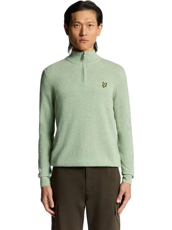LYLE & SCOTT Lambswool Blend Quarter Zip Sweater - Cold Mint Marl