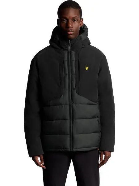 LYLE & SCOTT Wadded Hybrid Hooded Jacket - Jet Black