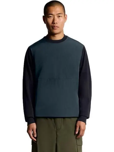 LYLE & SCOTT Half Raglan Hybrid Long Sleeve Sweatshirt - Dark Navy