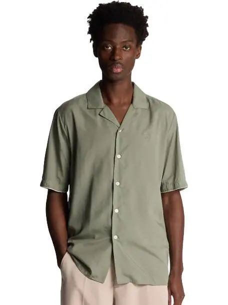 LYLE & SCOTT Contrast Cuff Shirt - Clay Green/white
