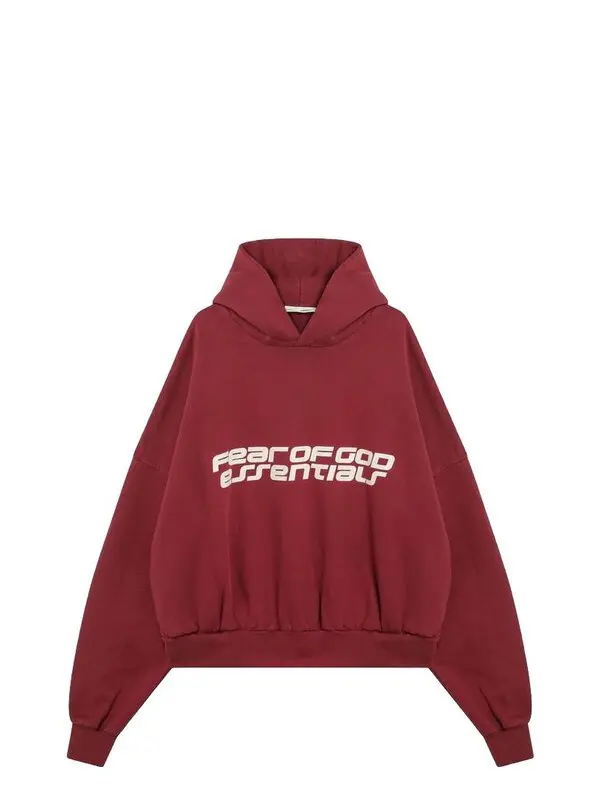 Fear Of God Cotton Cropped Hoodie - Red