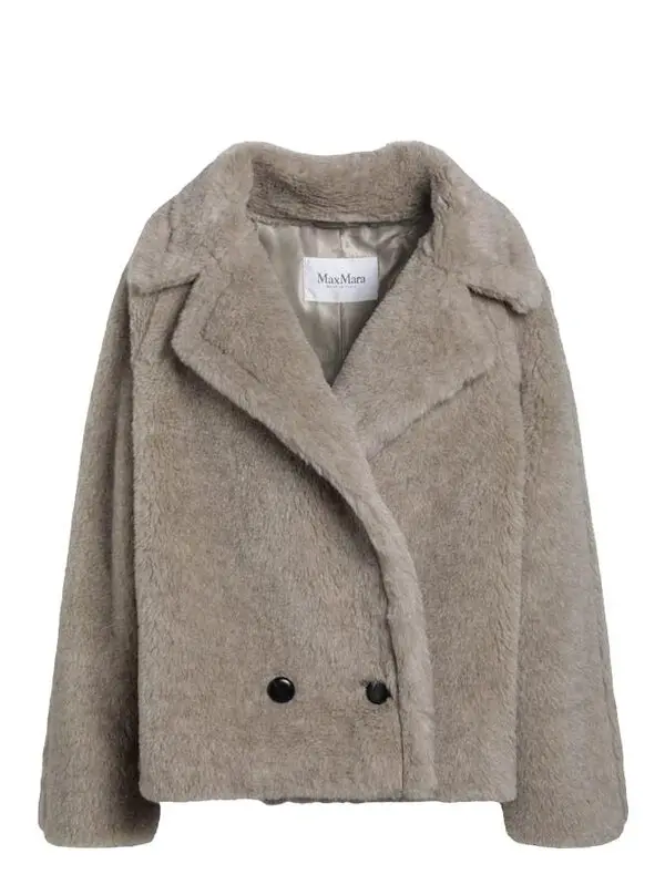 Max Mara Teddy Fabric Double-breasted Coat - Beige