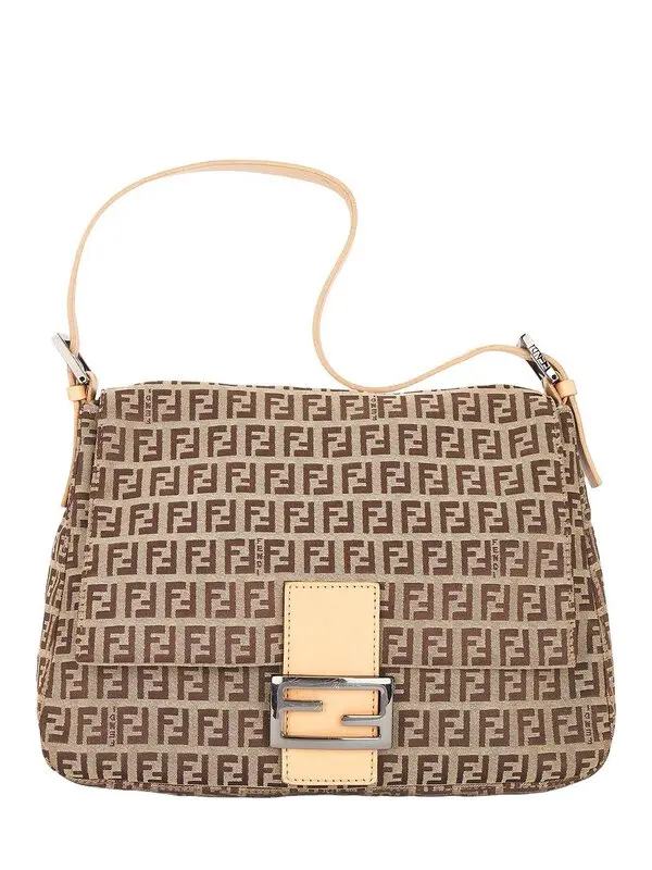 Fendi Zucchino Mama Baguette Shoulder Bag - Beige